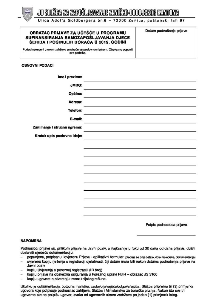 Js3100 Obrazac Registracija Obrta | Otvaranje Obrta | Obrt